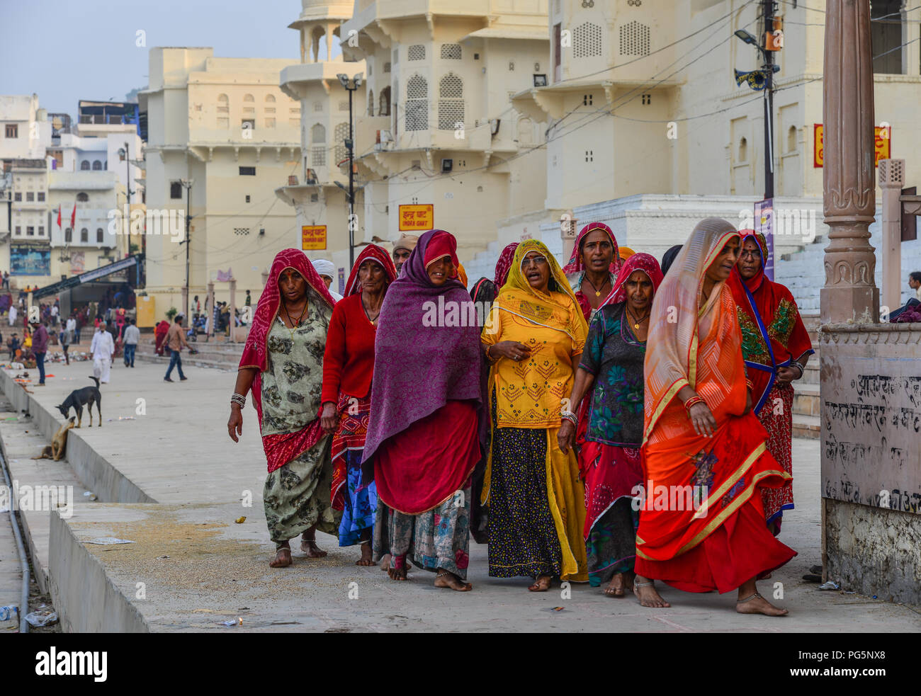 Pushkar, India - Nov 5, 2017. Indian women at holy site in Pushkar ...