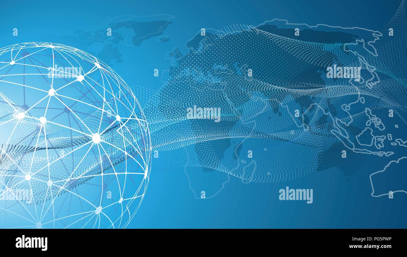 Futuristic Bright Global Technology, Networking and Cloud Computing Design Concept with Globe ...