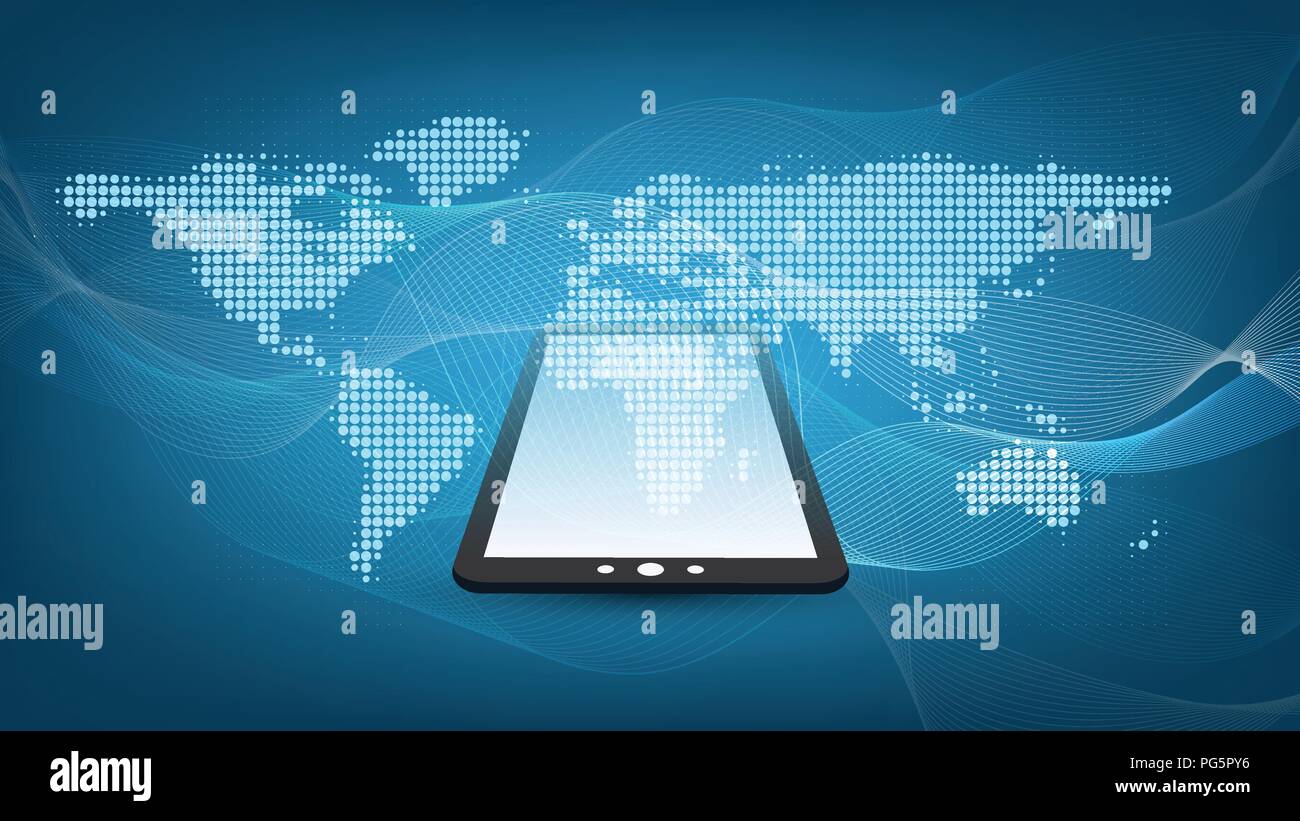 Futuristic Global Technology, Networking and Cloud Computing Design Concept with Spotted World ...