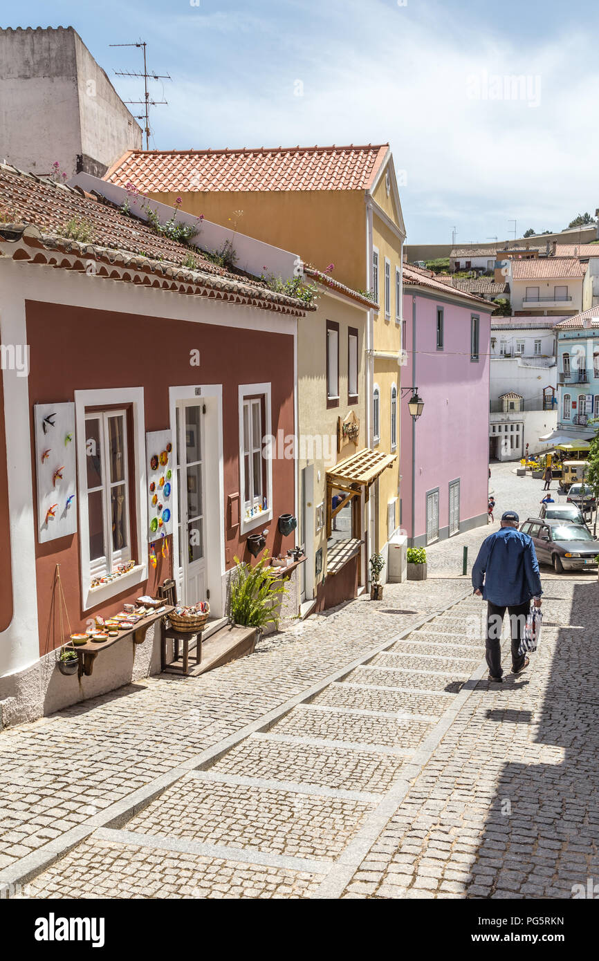 Monchique, Portugal - April, 18, 2017: Street view old center of ...