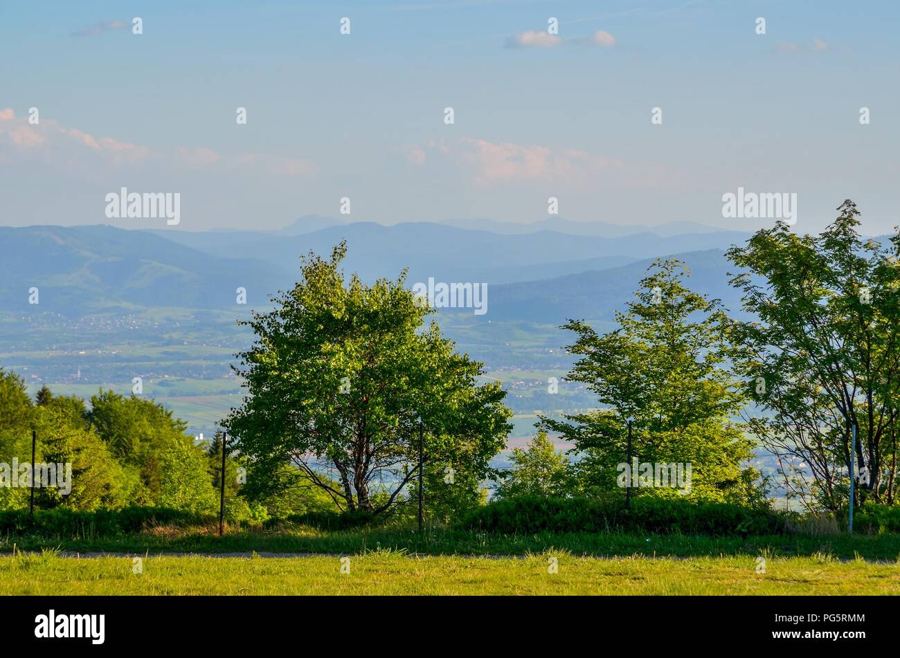 Spring mountain landscape. A beautiful view of the green hills Stock ...