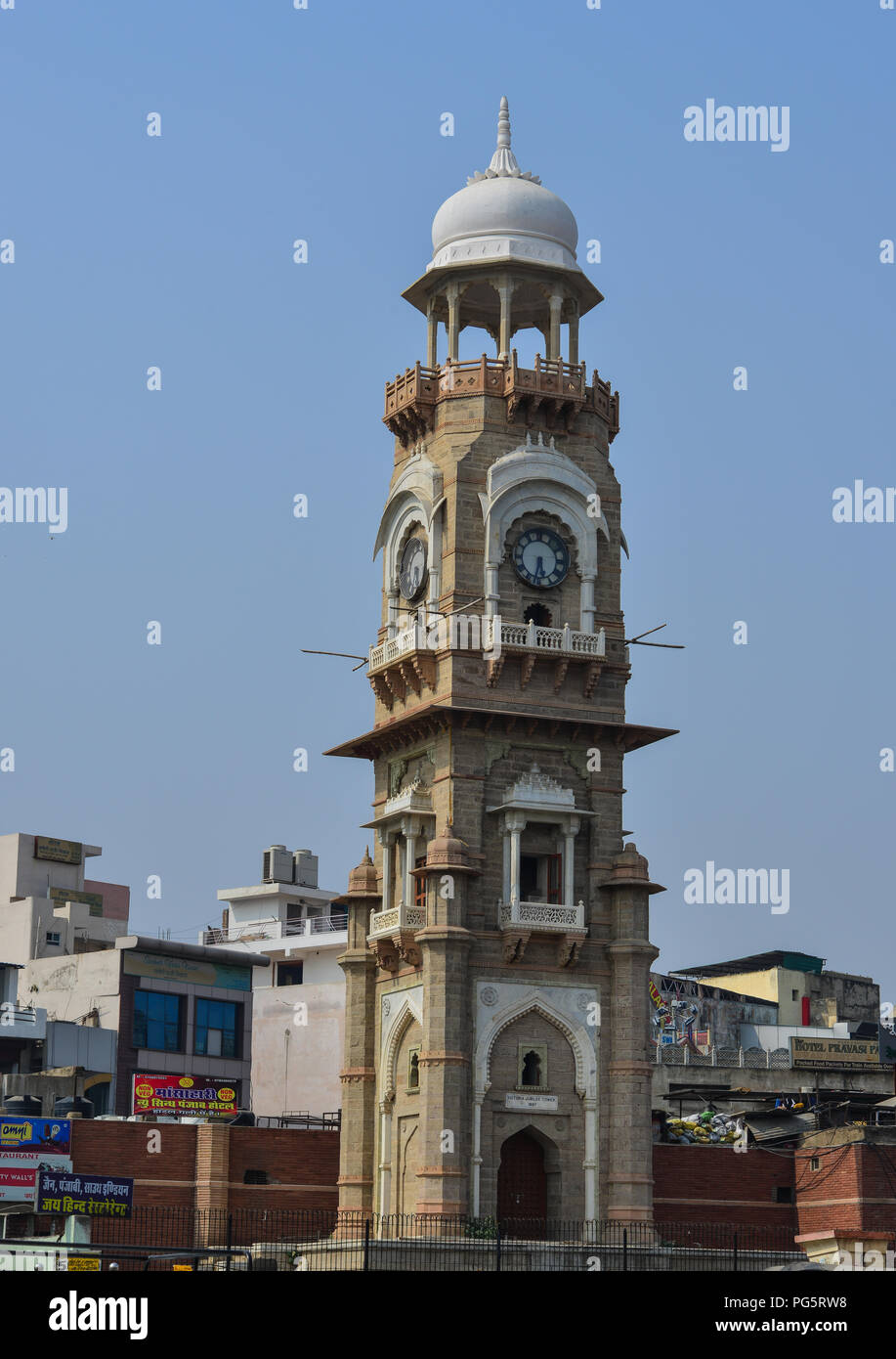 Ajmer, India - Nov 5, 2017. Clock Tower at downtown in Ajmer, India ...