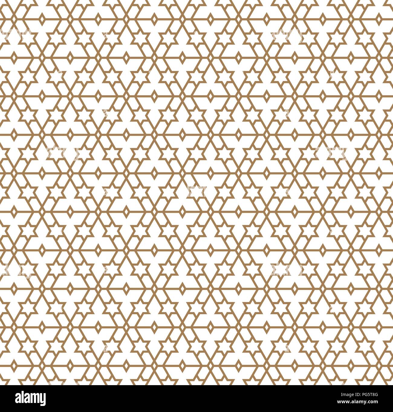Seamless pattern in golden average lines.Based on arabic geometric ...