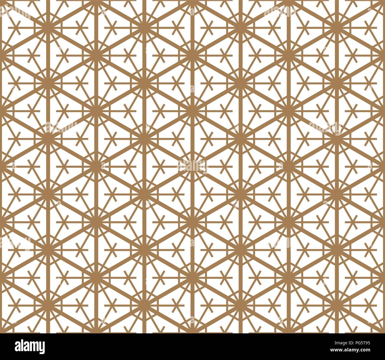 Seamless pattern based on Japanese ornament Kumiko.Hexagon grid.Golden ...
