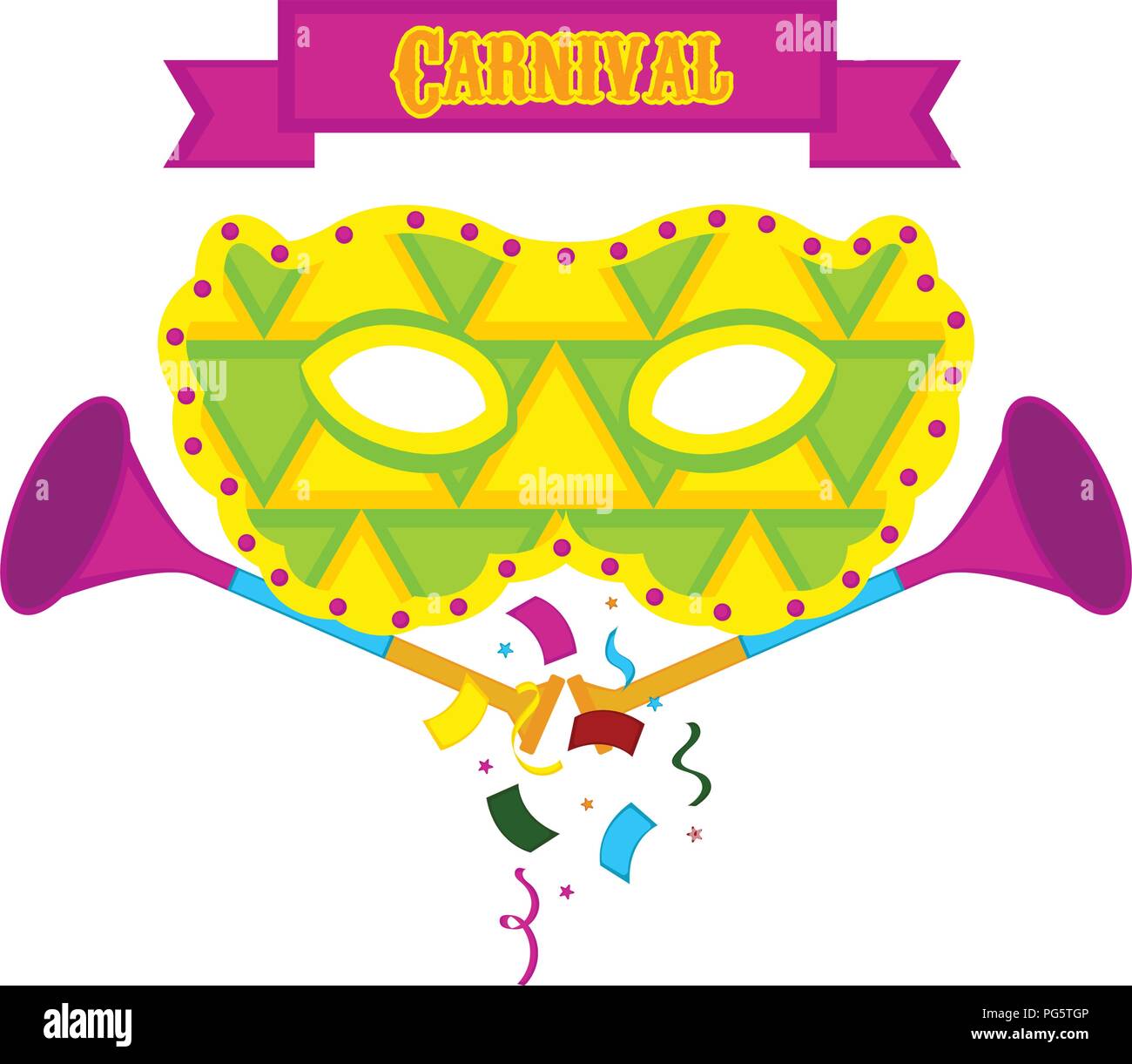 Carnaval mask with party trumpets Stock Vector Image & Art - Alamy