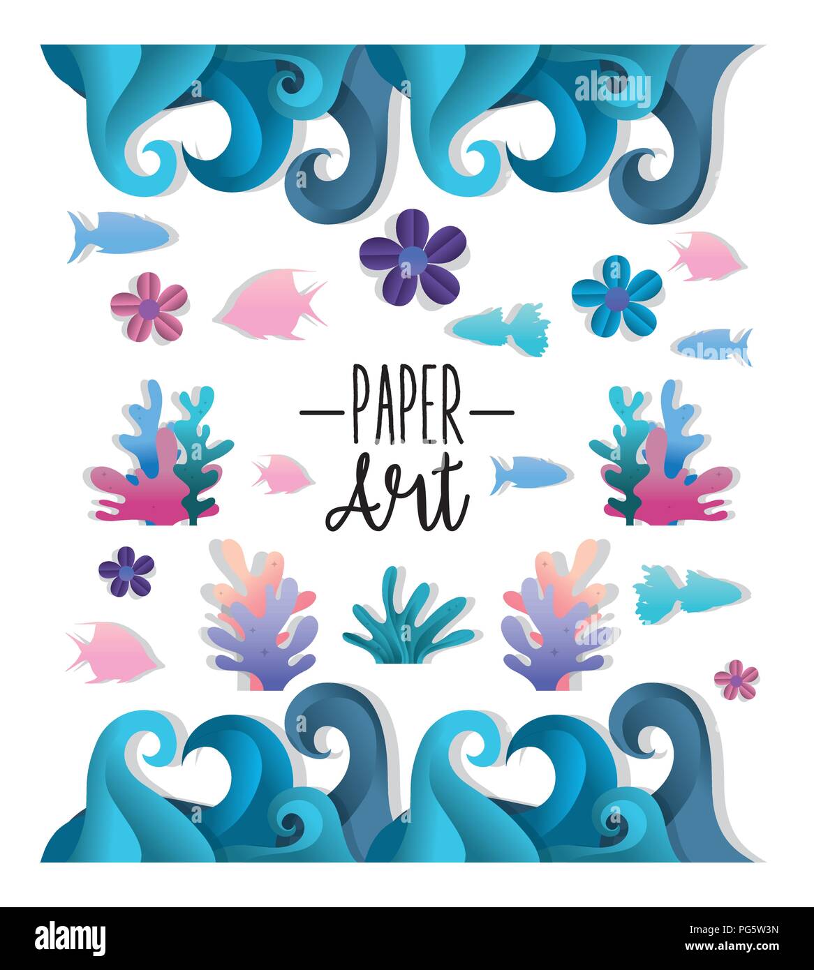 Paper cut underwater sea Cut Out Stock Images & Pictures - Alamy