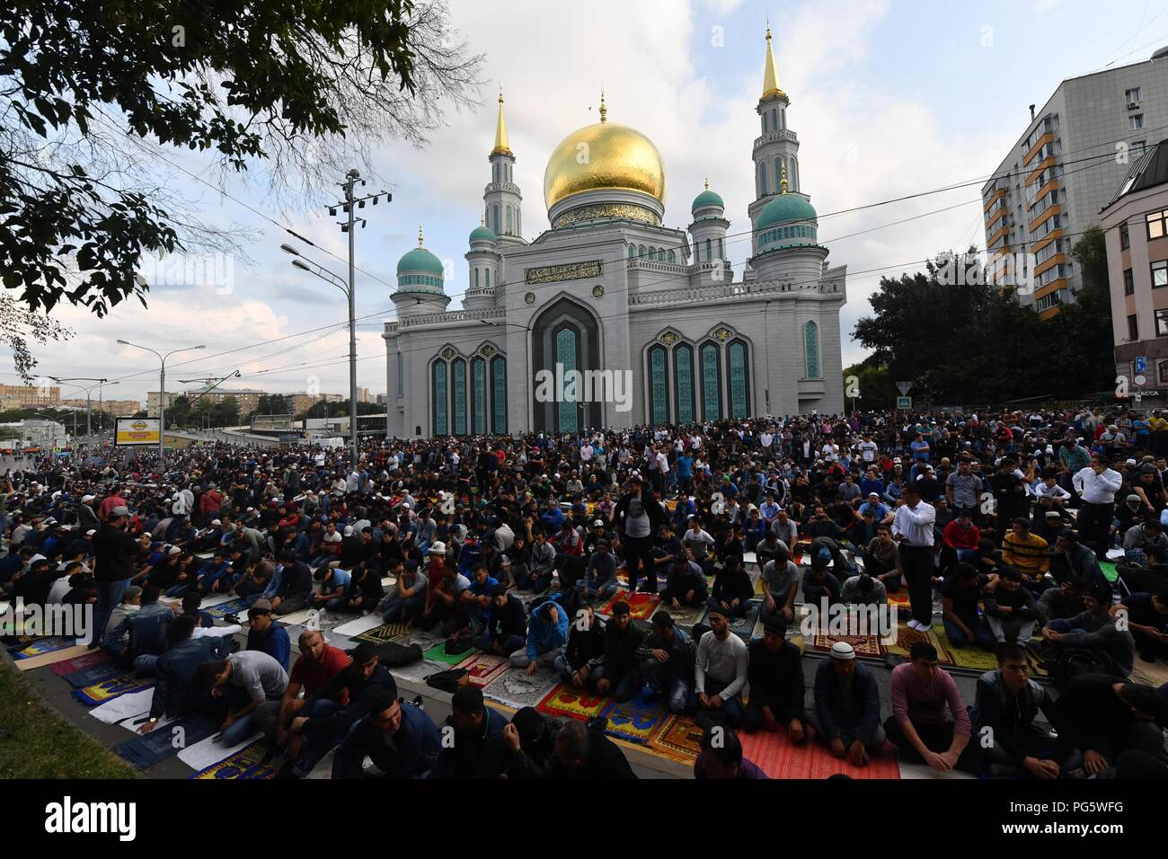 August 21, 2018. - Russia, Moscow. - Muslims during the Eid al-Adha ...