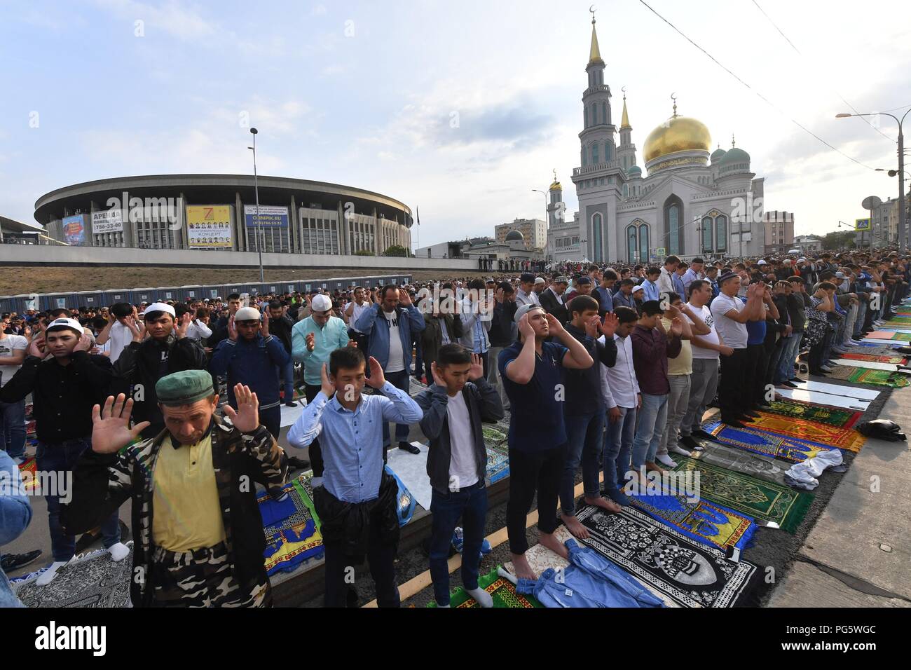 August 21, 2018. - Russia, Moscow. - Muslims during the Eid al-Adha ...