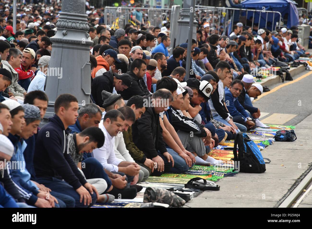 August 21, 2018. - Russia, Moscow. - Muslims during the Eid al-Adha ...