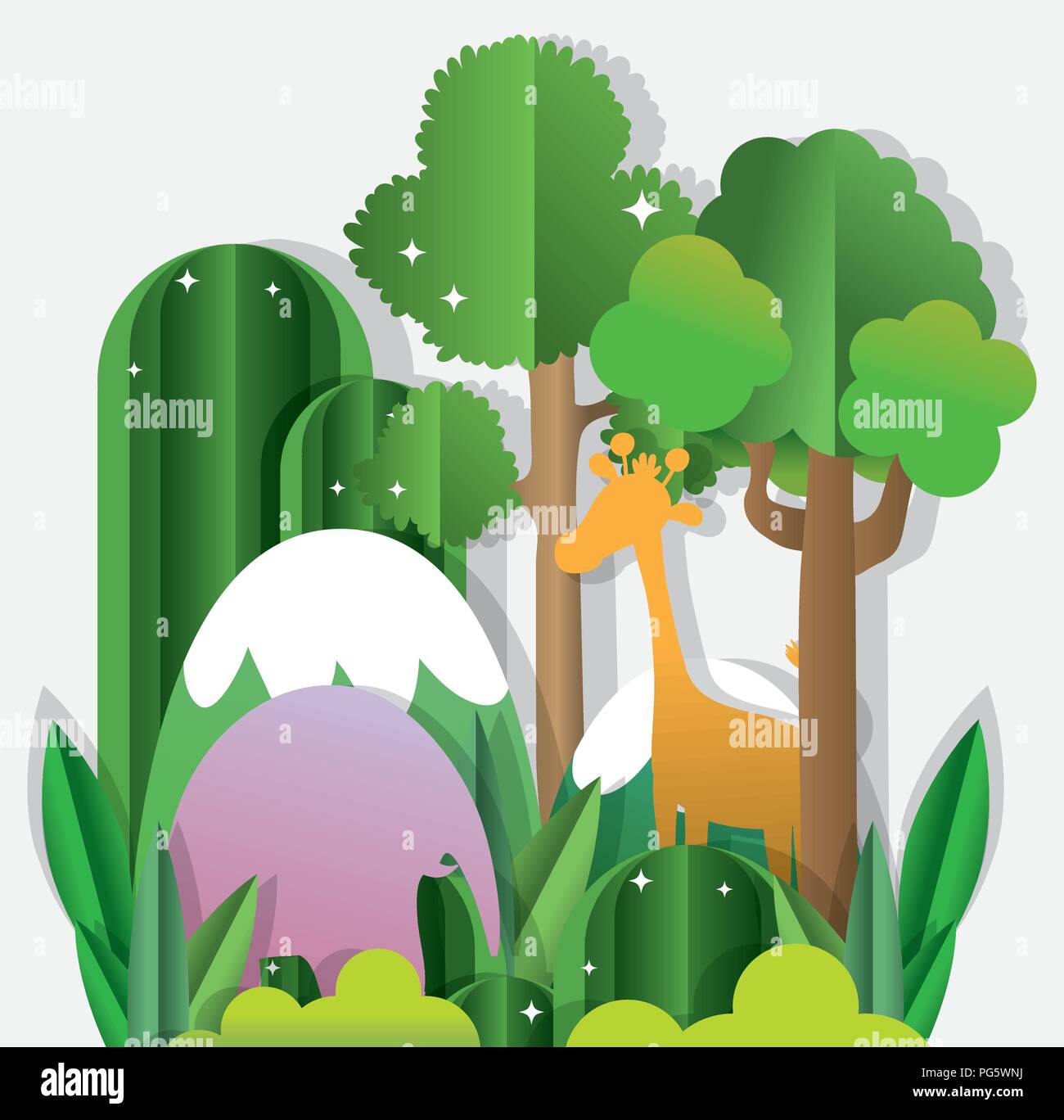 Paper art nature cartoons Stock Vector Image & Art - Alamy
