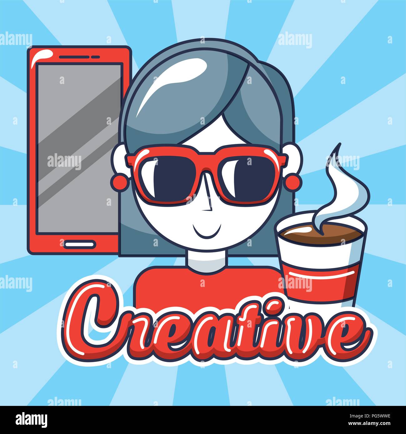 Girl cup coffee creative Stock Vector Images - Alamy