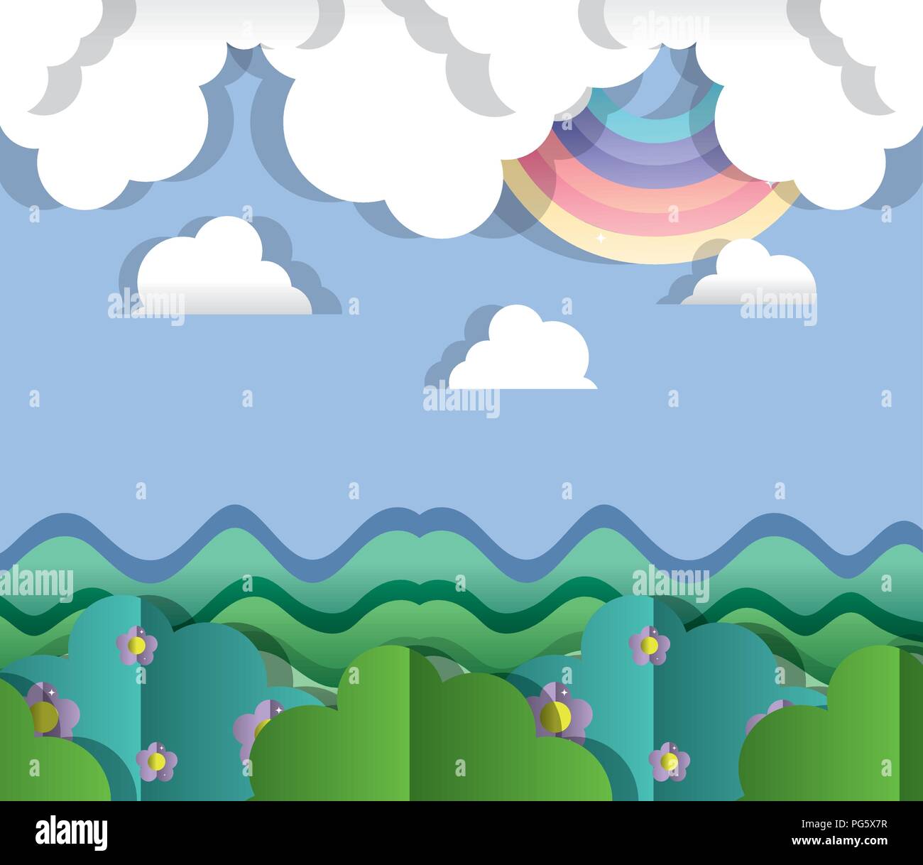 Paper art nature cartoons Stock Vector Image & Art - Alamy