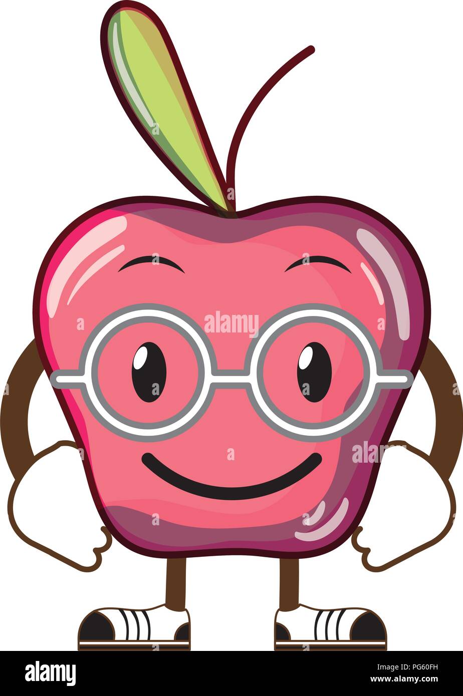 kawaii nerd delicious apple fruit Stock Vector Image & Art - Alamy
