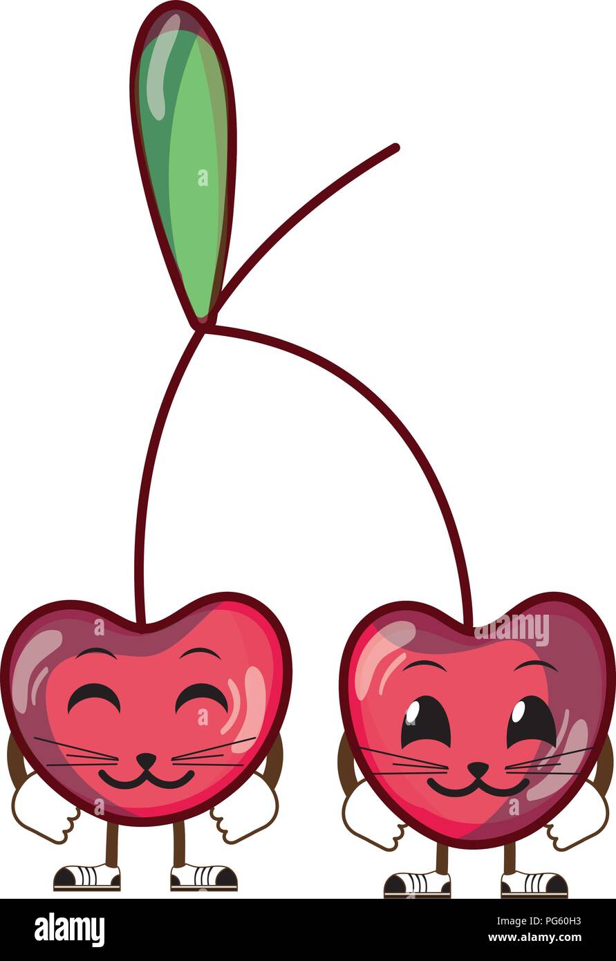kawaii cute delicious cherrys fruit Stock Vector Image & Art - Alamy