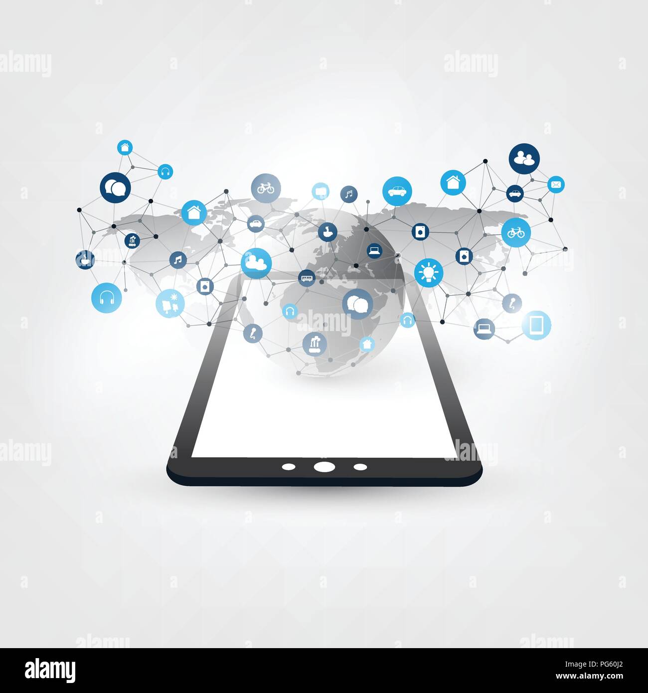 Internet of Things Design Concept with Tablet PC and Icons - Digital ...