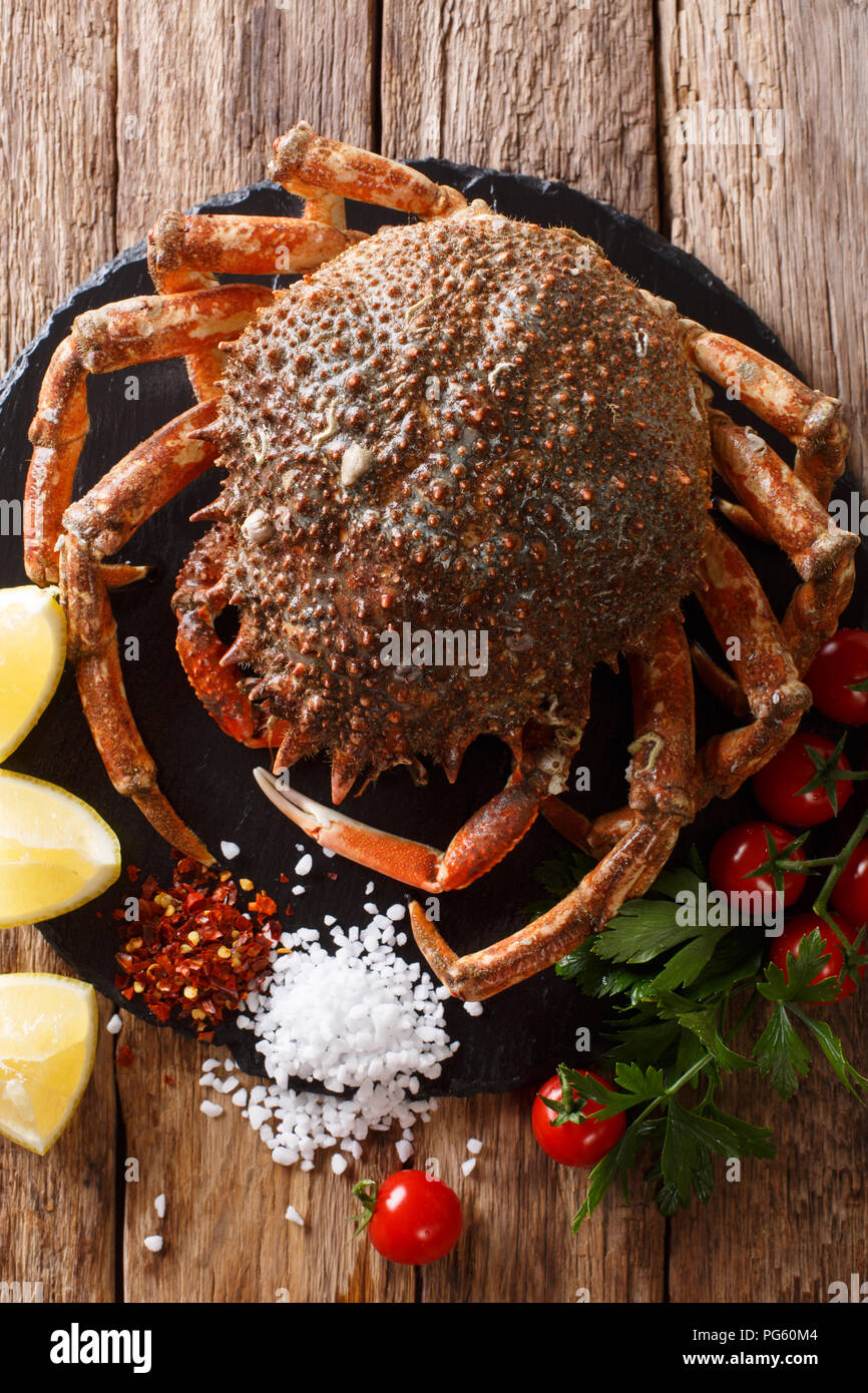 Preparation for cooking food spider crab with fresh ingredients close ...