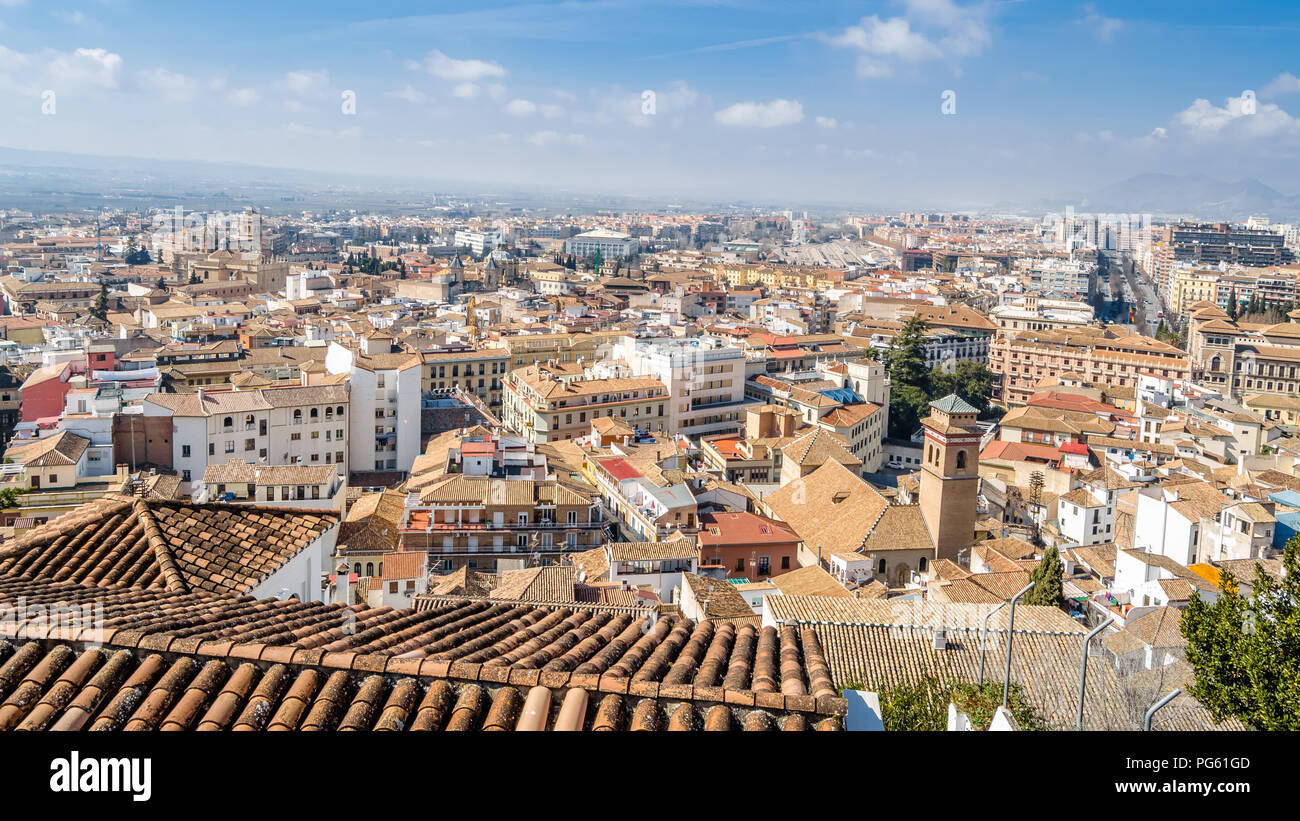 Urban landscape, Granada city view, Andalusia, southern Spain Stock ...