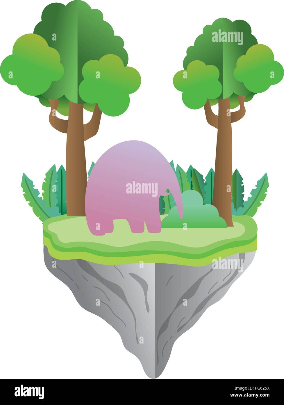 elephant animal with trees in the float island Stock Vector Image & Art ...