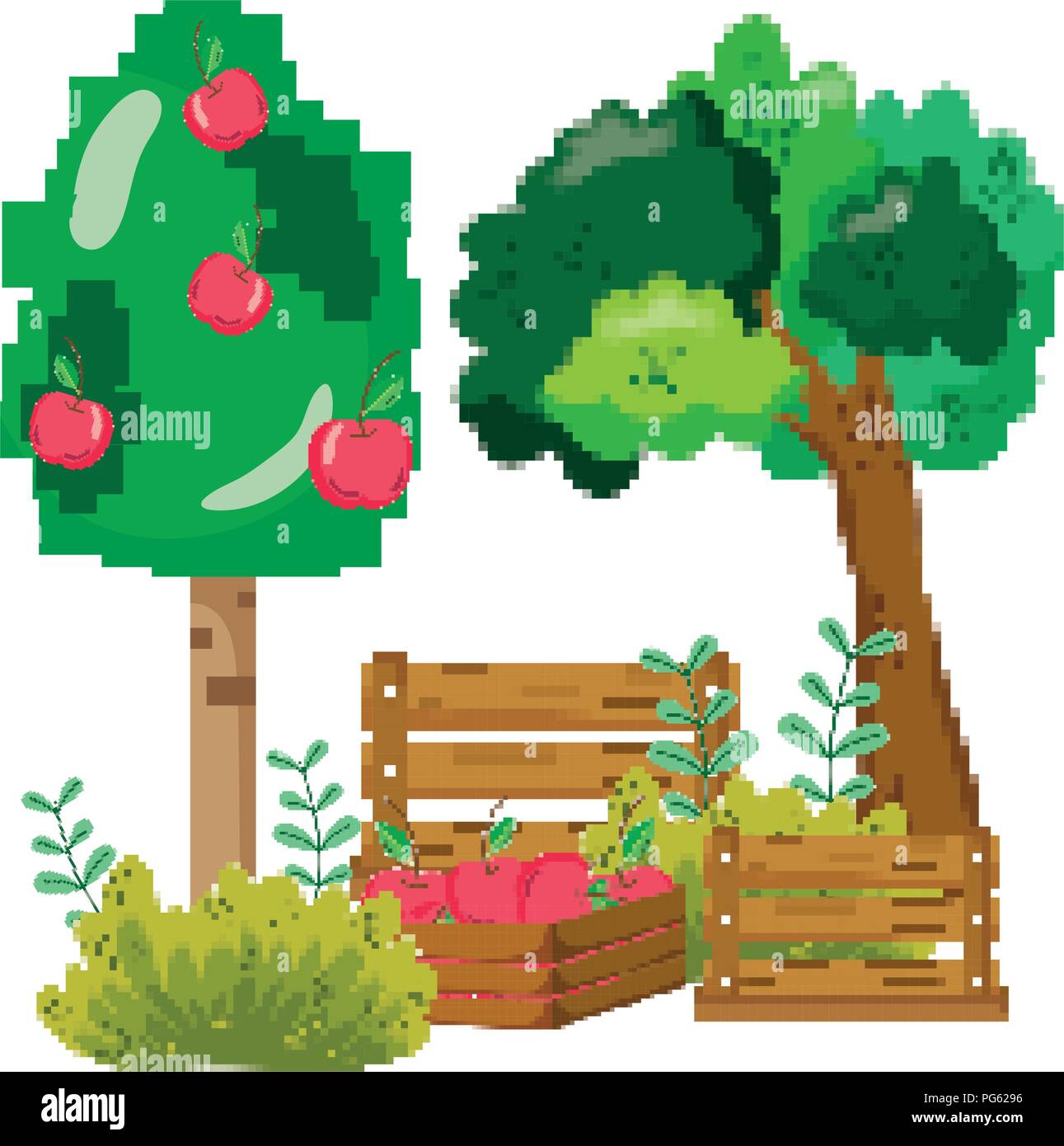 Agricultural field apple farm Stock Vector Images - Alamy