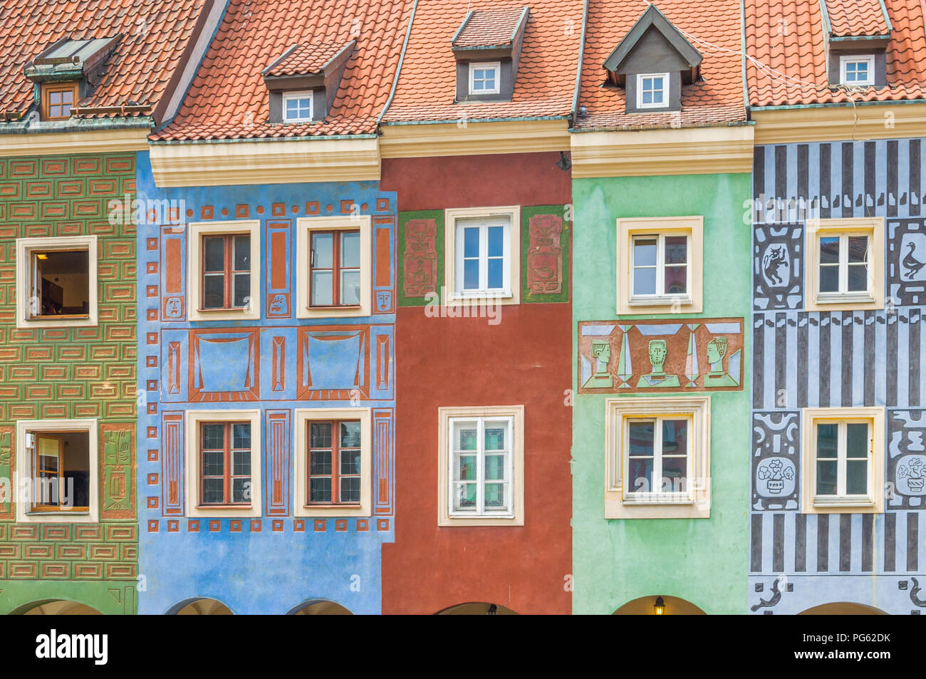The brightly coloured ornate buildings of the renaissance old town in ...