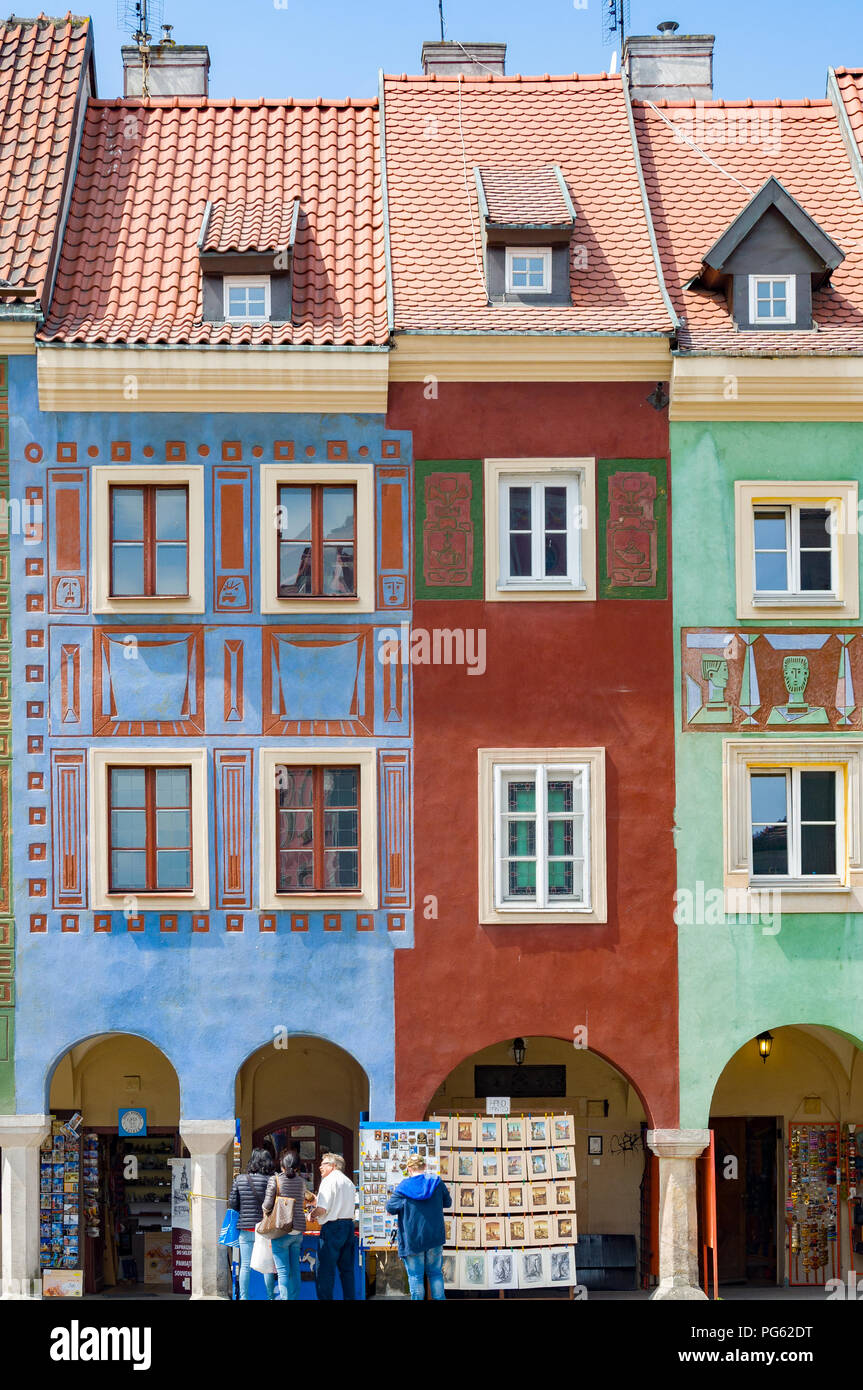 The brightly coloured ornate buildings of the renaissance old town with ...