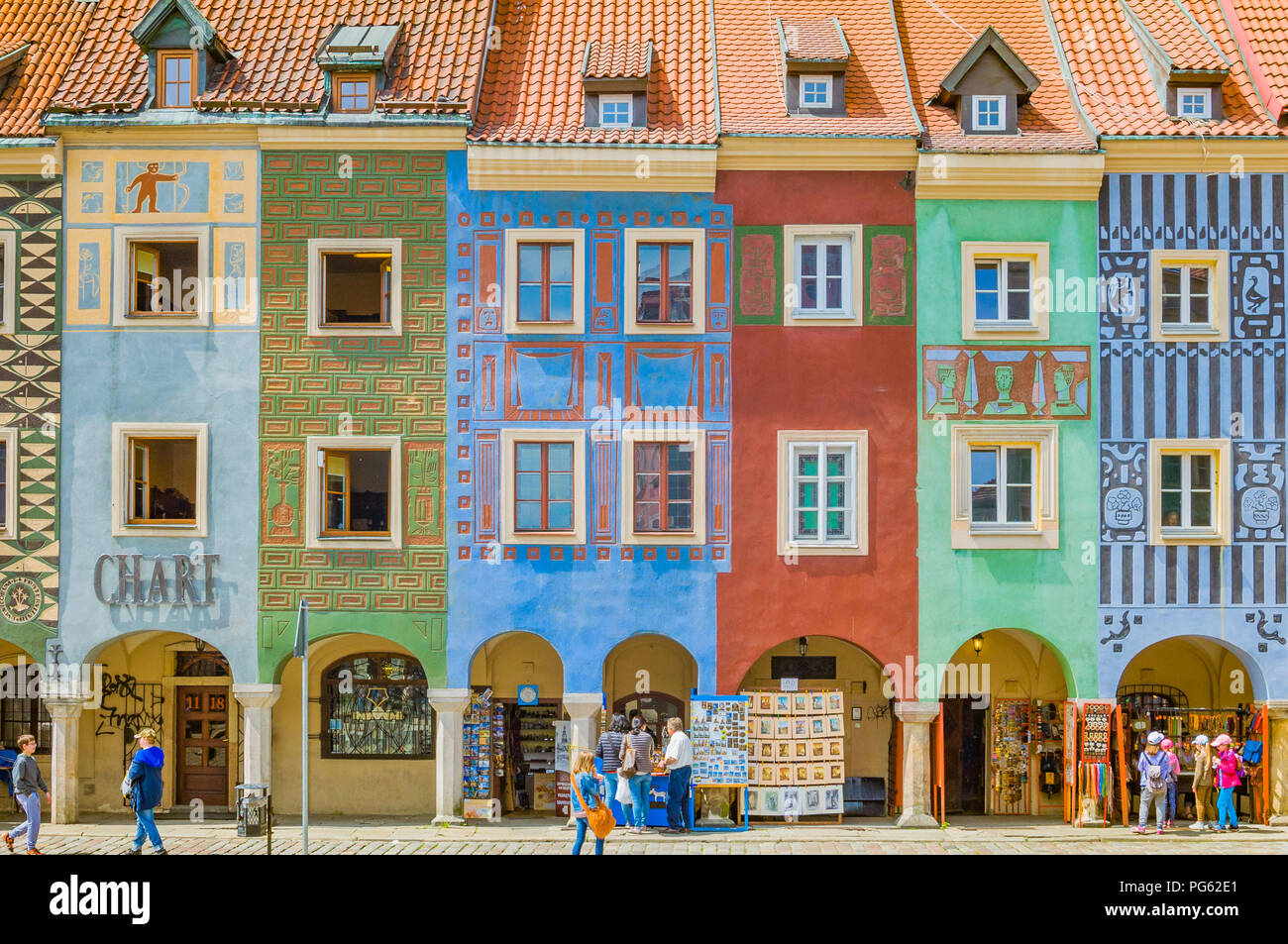 The brightly coloured ornate buildings of the renaissance old town in ...