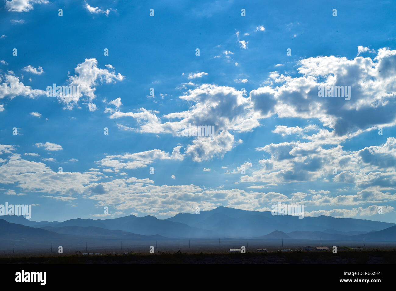 clouds in sky above Mojave Desert mountain landscape Pahrump, Nevada ...