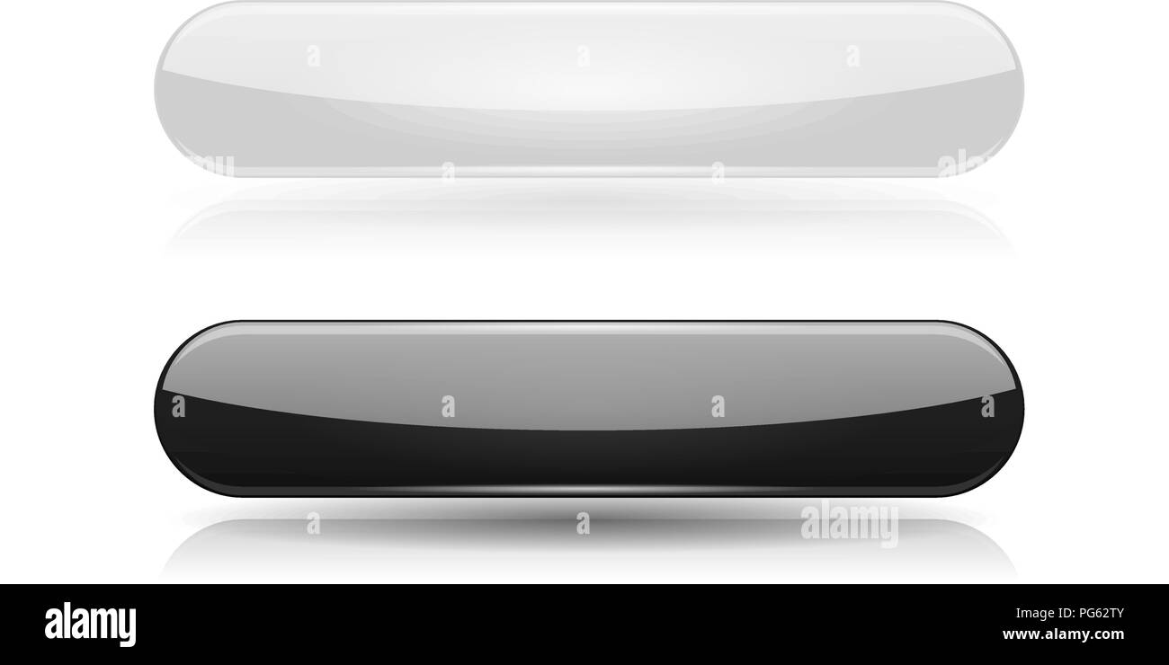 Oval 3d shiny buttons. Black and white glass menu icons Stock Vector ...