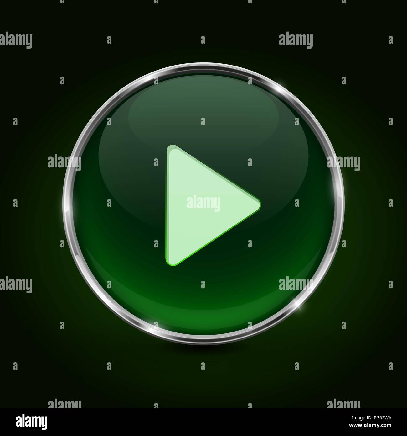 Play button. Green 3d icon on dark green background Stock Vector Image ...