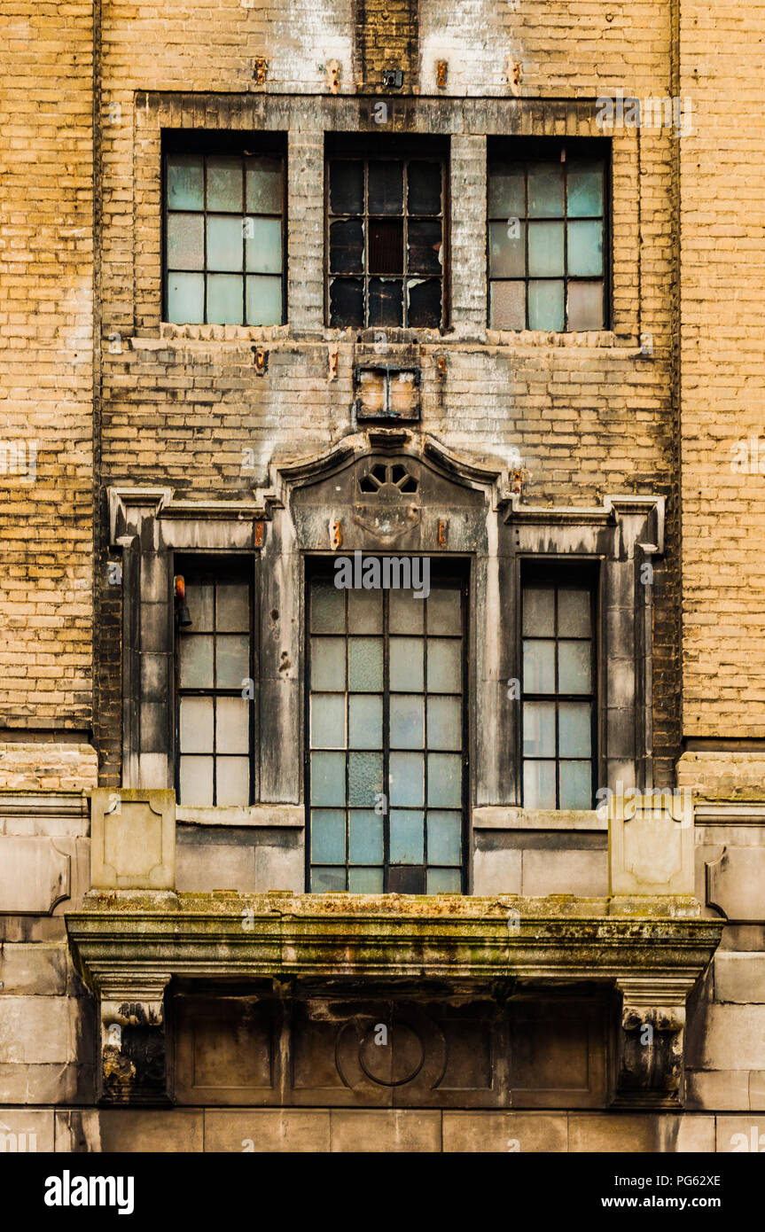 Broken stained windows at the old Odeon cinema in Newcastle, England ...