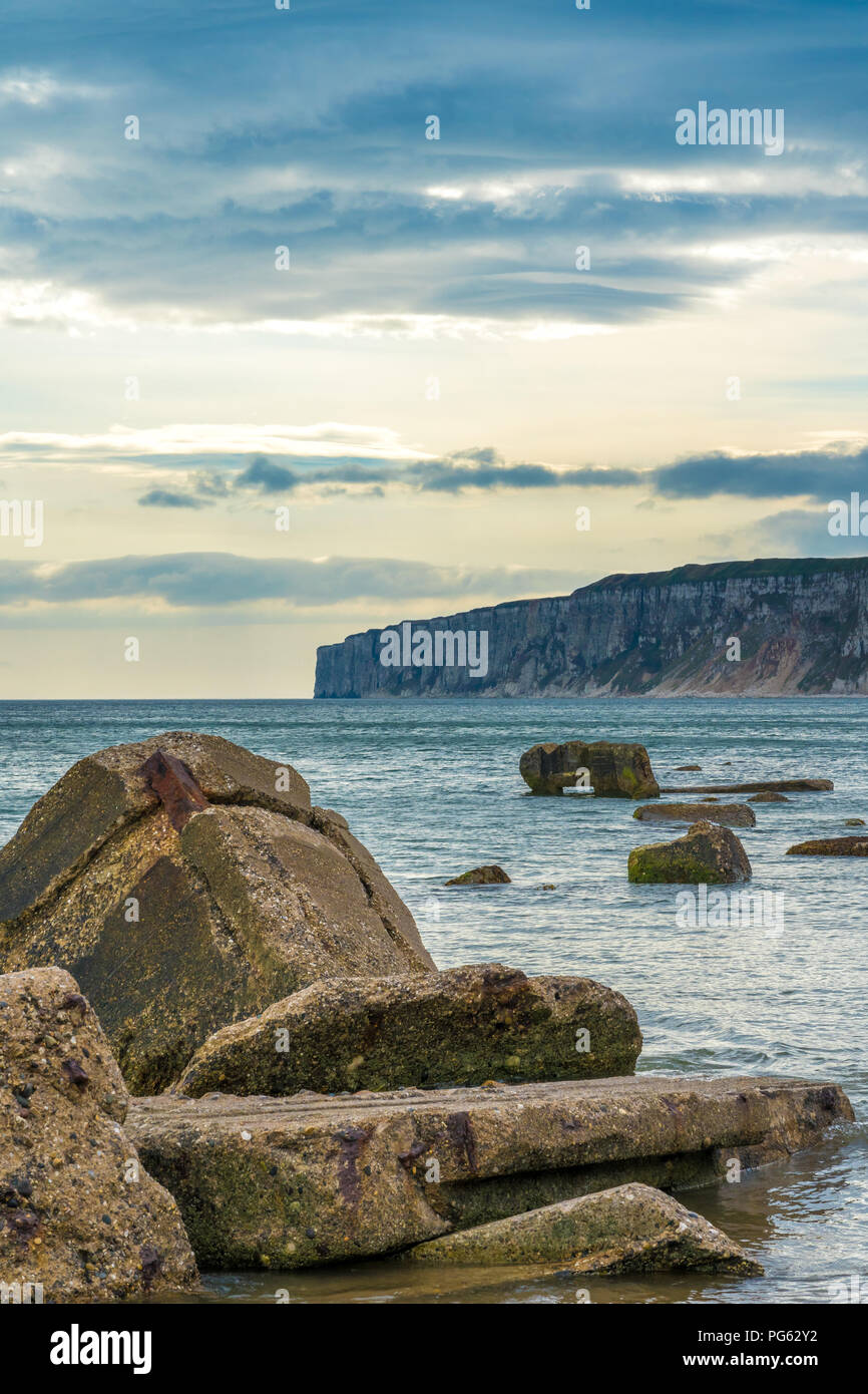 Filey bay Beach on Yorkshire coast near Reighton Gap and Speeton at ...
