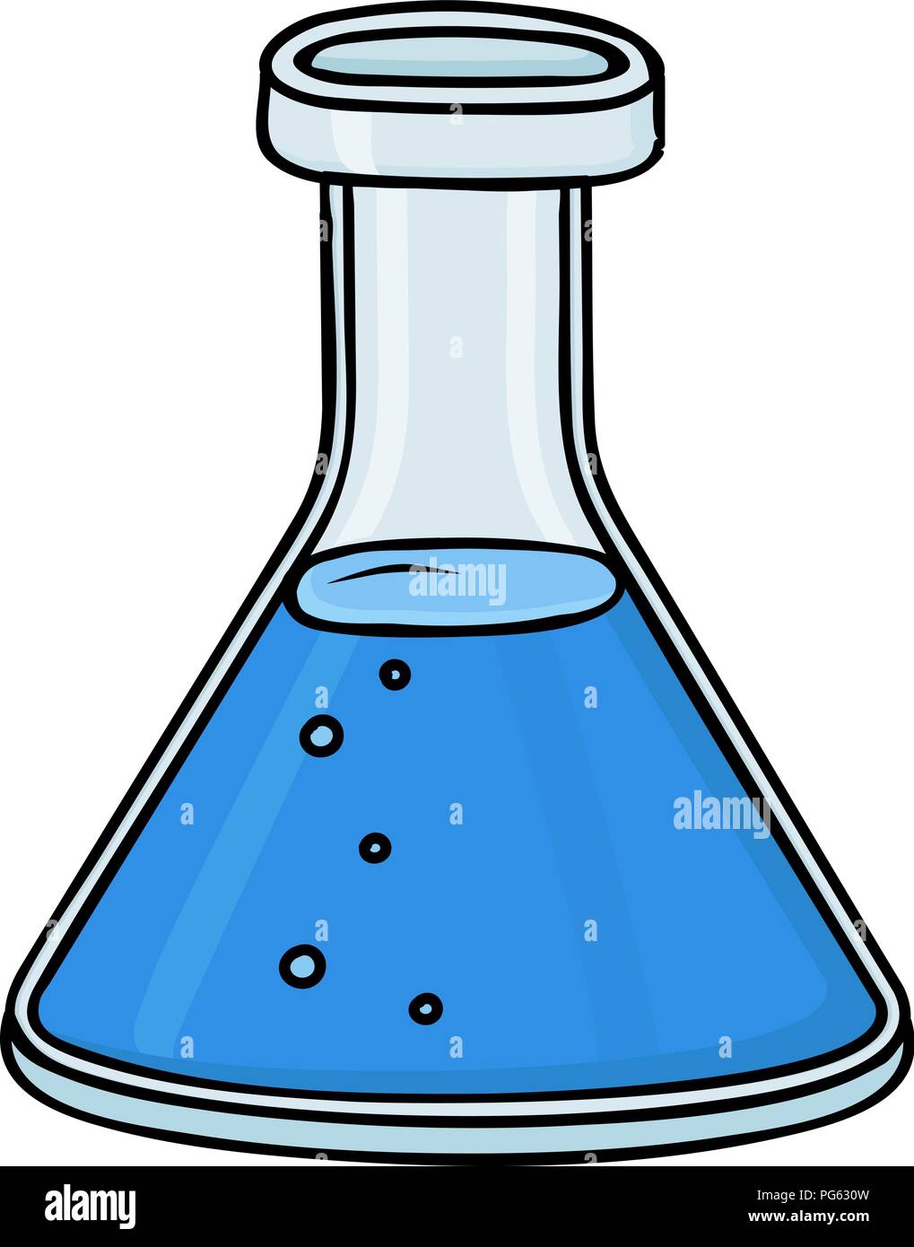 Chemistry flask. Blue doodle style illustration Stock Vector Image ...