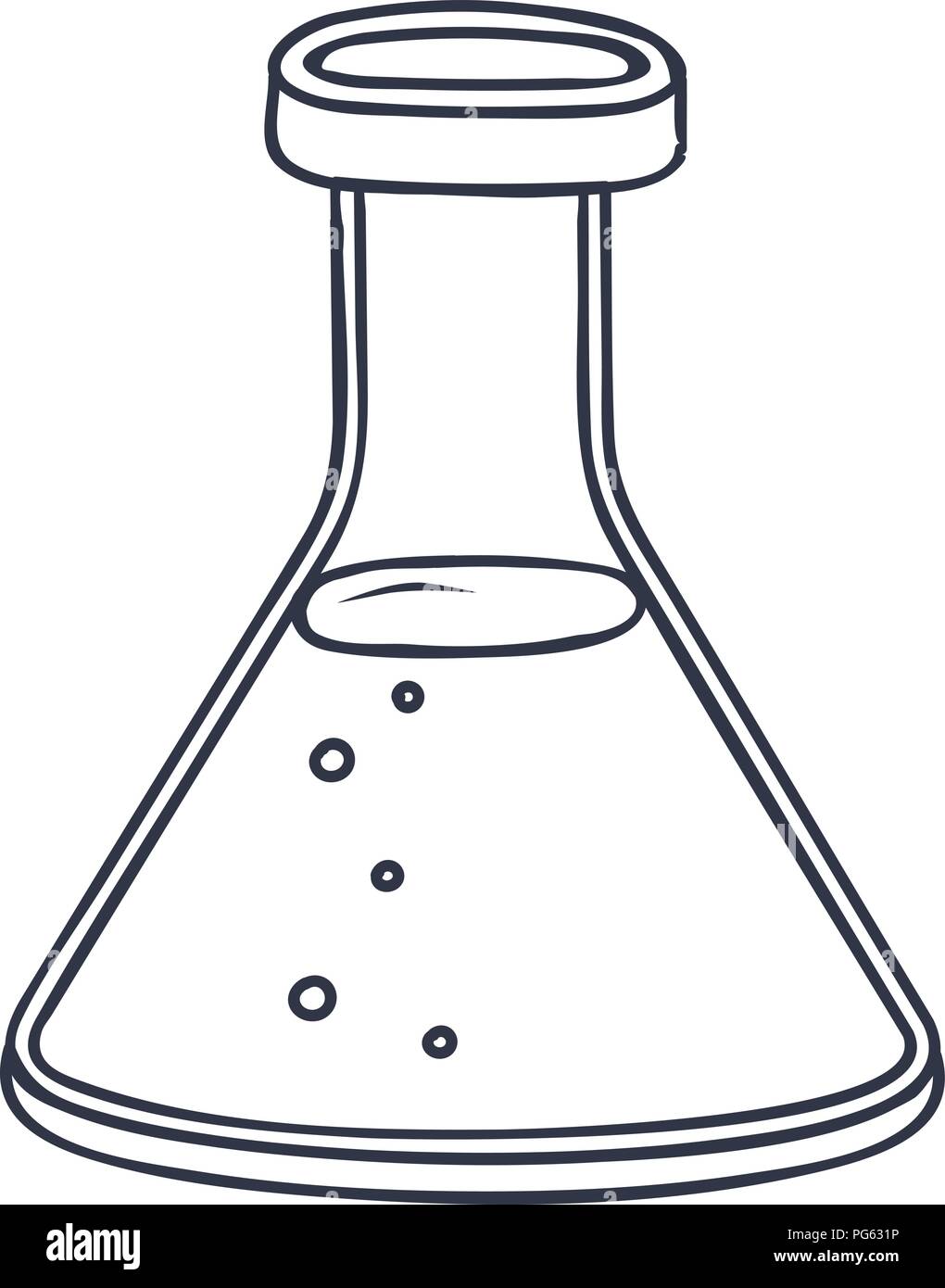 Chemistry flask. Doodle style black and white illustration Stock Vector ...