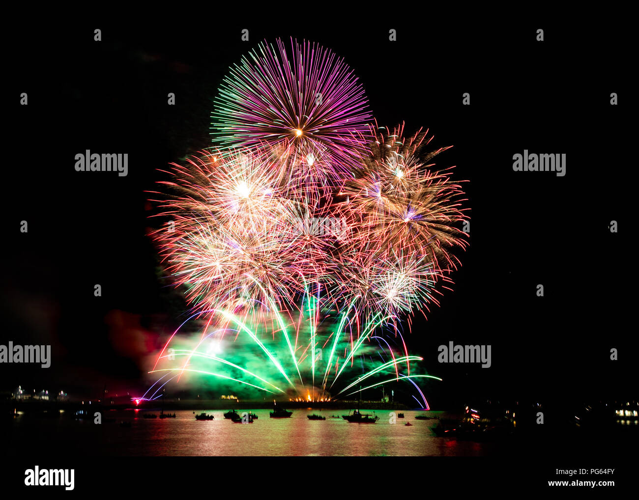 Firework display over the harbour at Plymouth as part of 2018 British ...