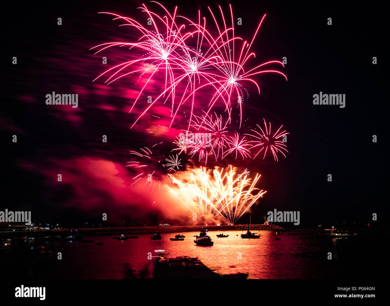 Firework display over the harbour at Plymouth as part of 2018 British ...