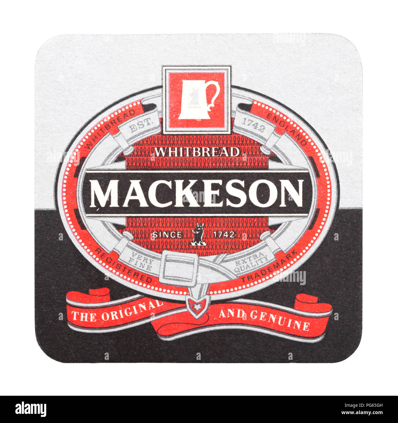LONDON, UK - AUGUST 22, 2018: Mackeson paper beer beermat coaster ...