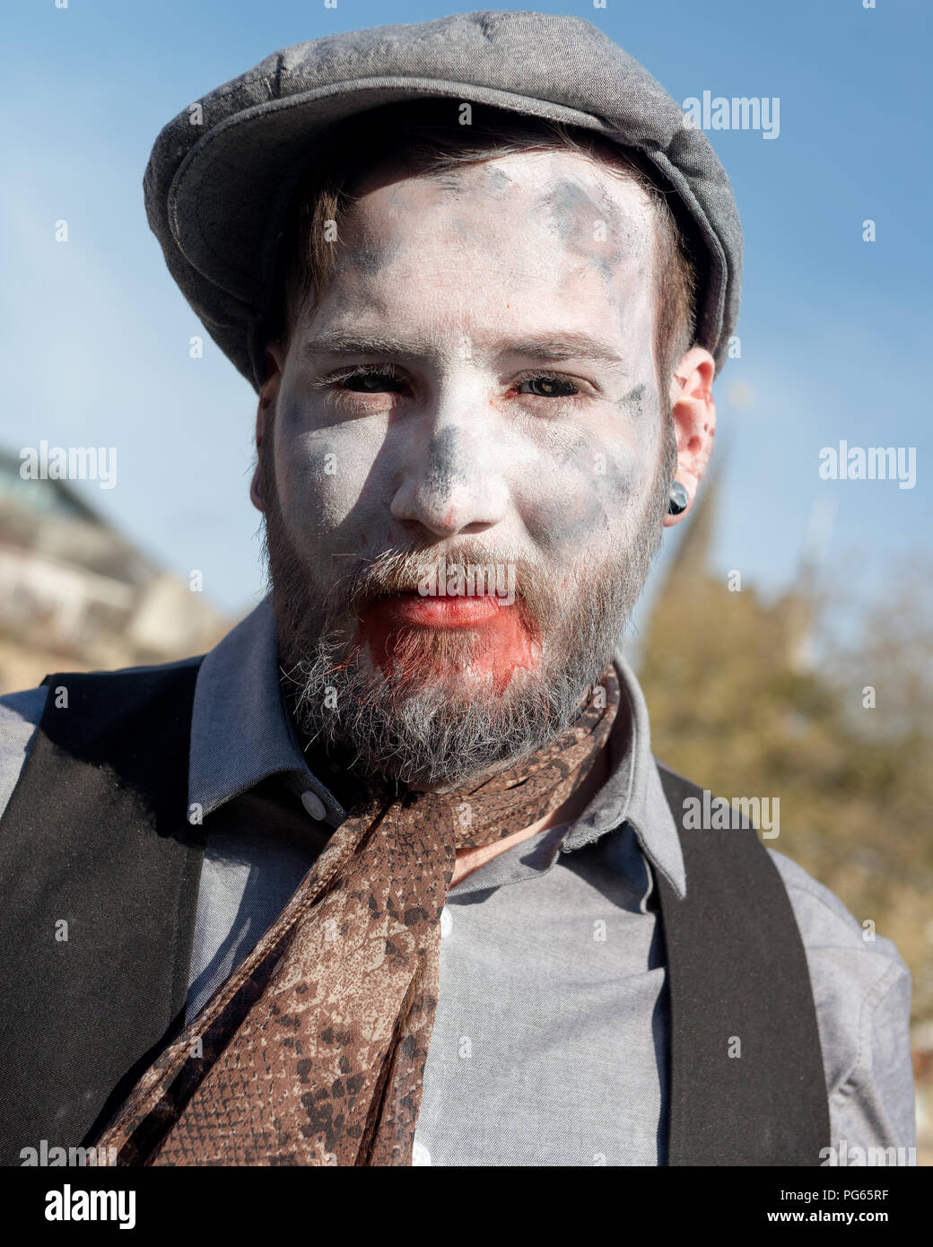 Participant In Full Makeup and Costume At The Annual Bristol Zombie ...