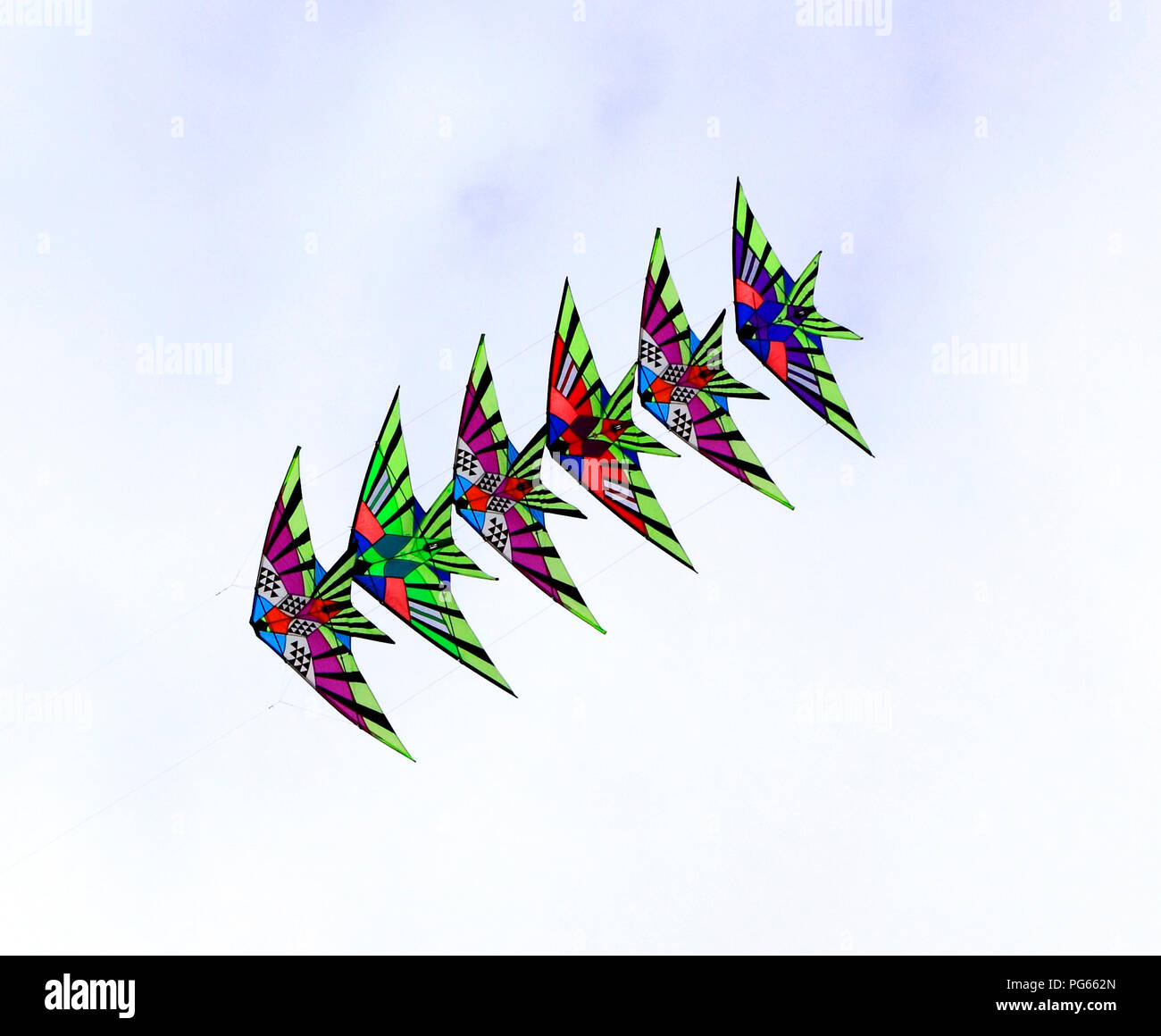 Kites, flying, formation, display, multi colours, coloured, colors, sky ...