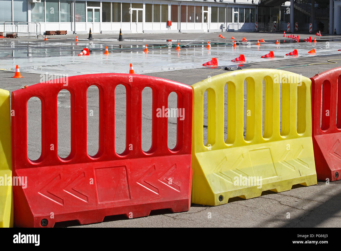 Driving test centre with wet surface Stock Photo - Alamy