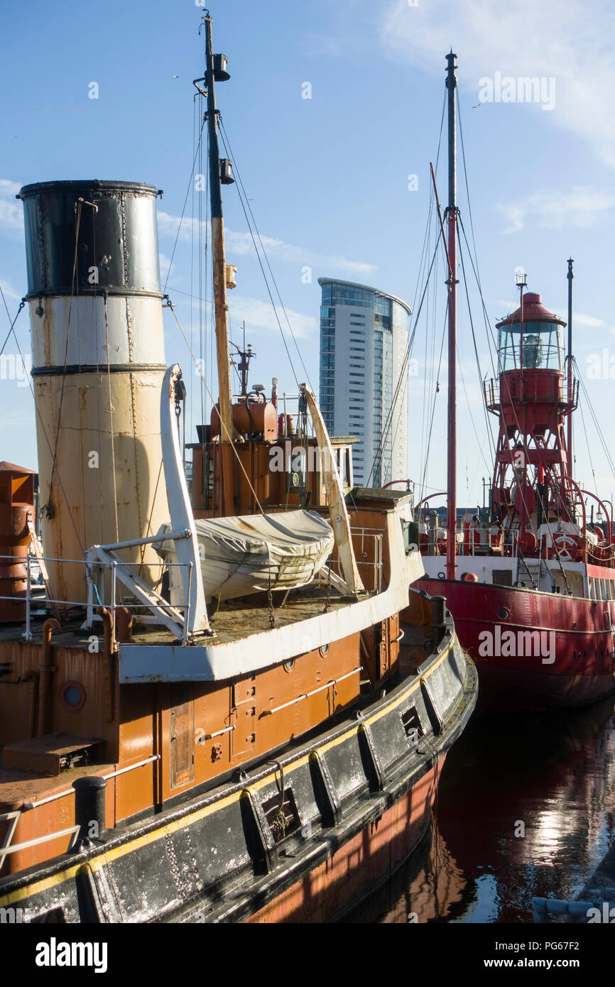 Two historic boats in Swansea Marina, the tug Canning and Lightship ...