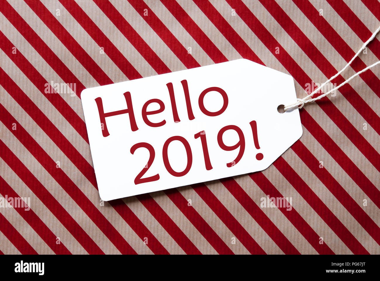 Hello red ribbon label hi-res stock photography and images - Alamy