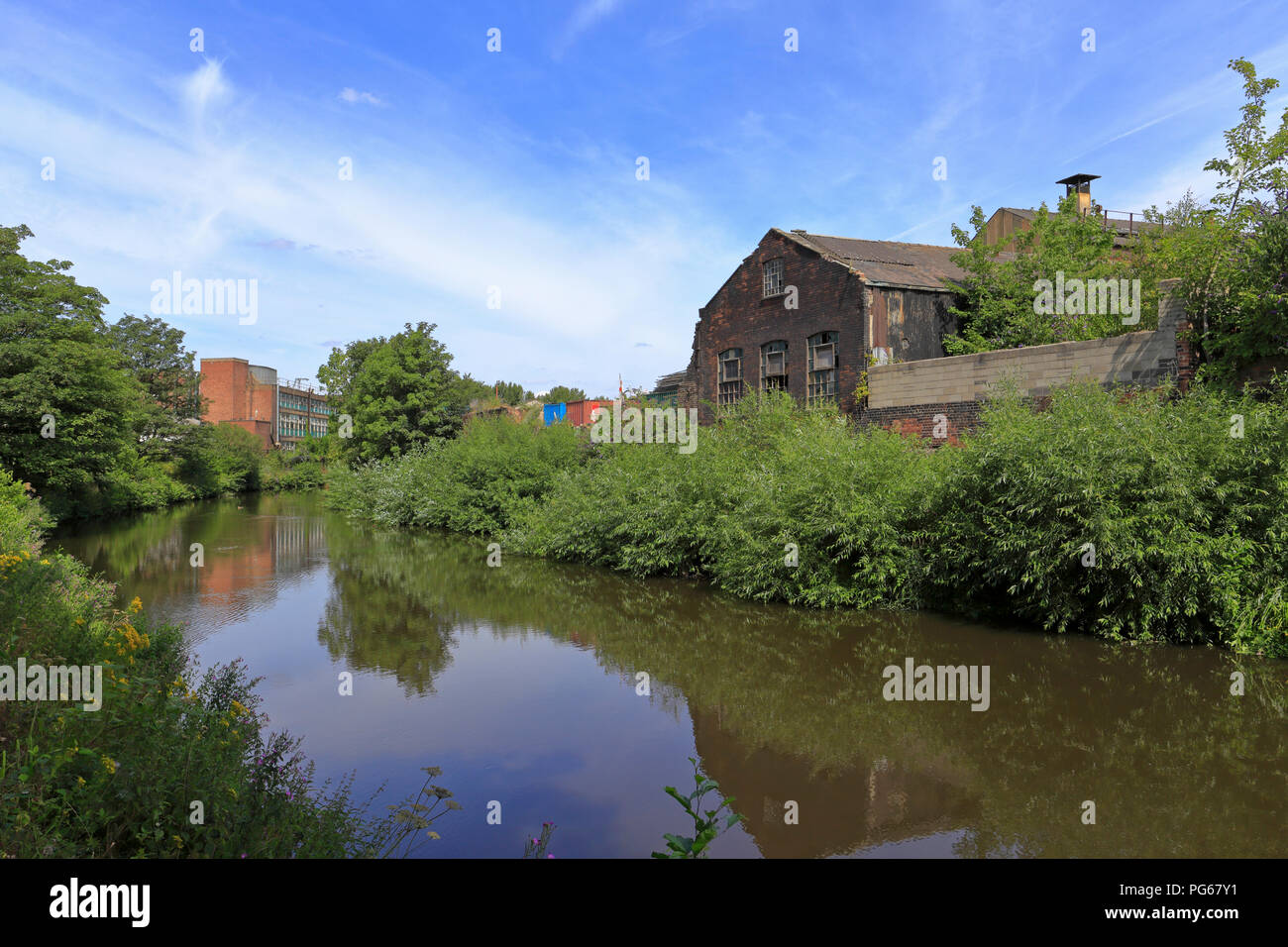 A section of The Five Weirs Walk by the River Don, Sheffield, South ...