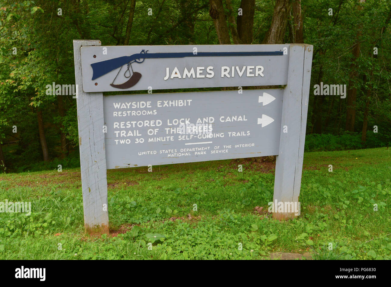 Historical James River Restored Lock And Canal Sign Stock Photo - Alamy