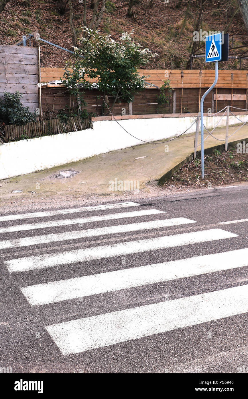 Zebra crossing traffic sign on rural road Stock Photo - Alamy