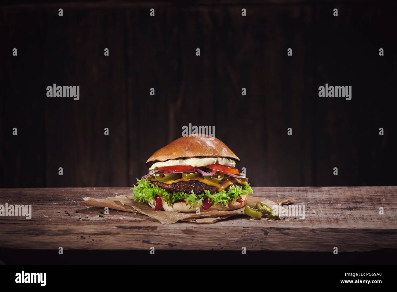 Hot Chili Burger Stock Photo - Alamy