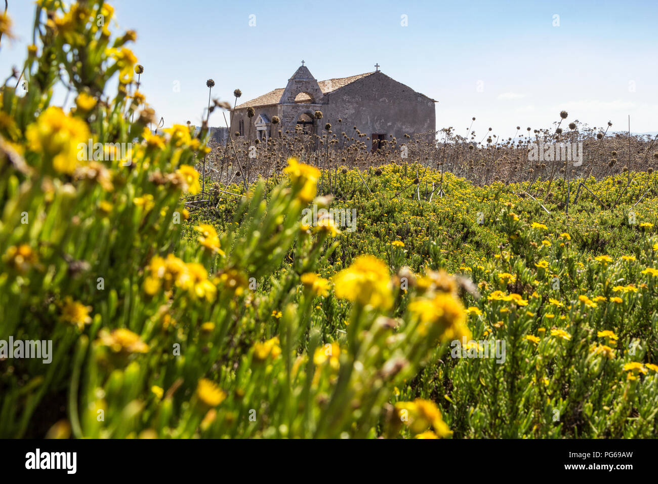 Greece, Peloponnese, Messenia, Methoni, church ruin in former Fortress ...