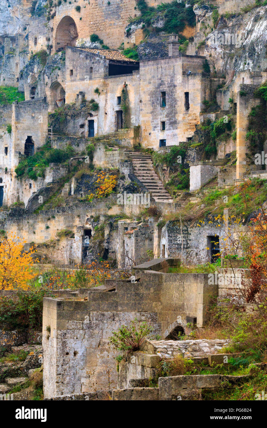 Italy, Southern Italy, Region of Basilicata, canyon carved out by the ...
