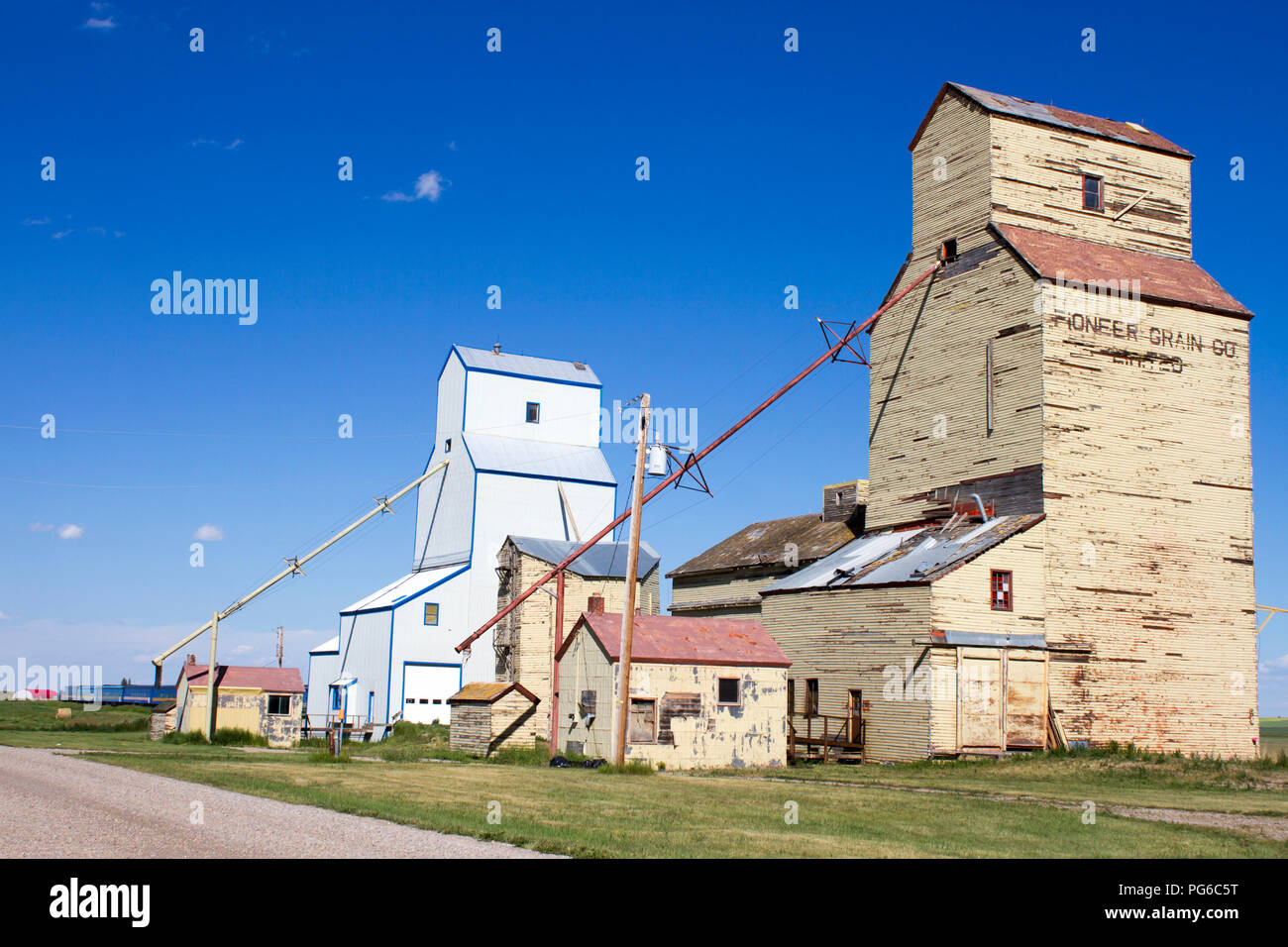 Mossleigh, Alberta, Canada - July 12, 2018: Old weathered wood grain ...