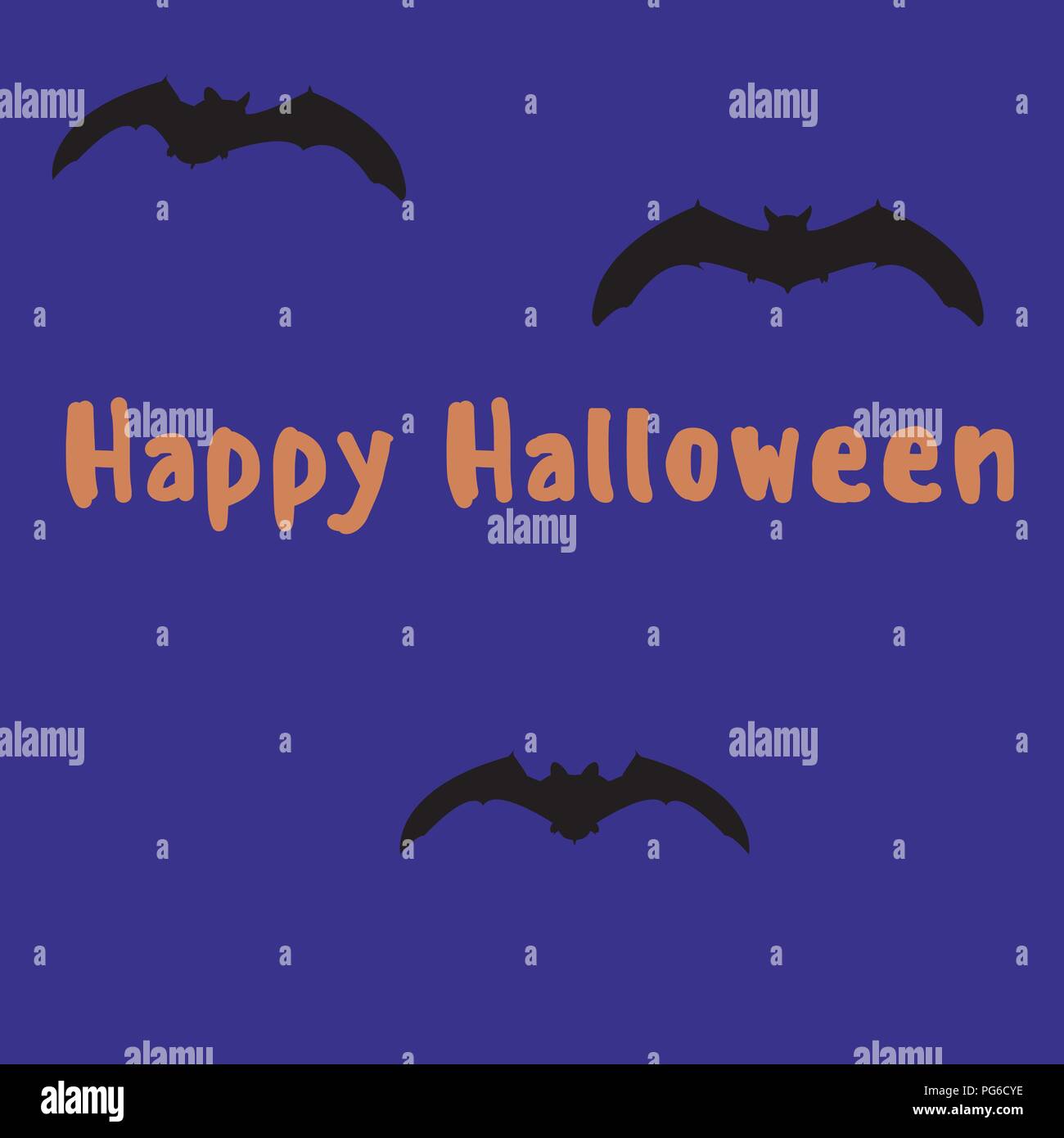 Vector illustration of bats and inscription Happy Halloween, flat style ...