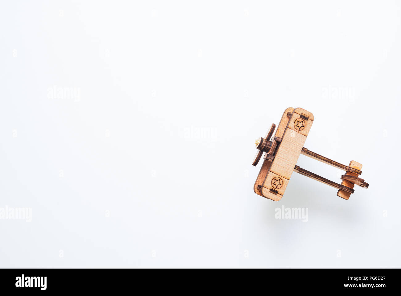 Wooden plane,airplane model on white background. Top view, Flat Lay ...